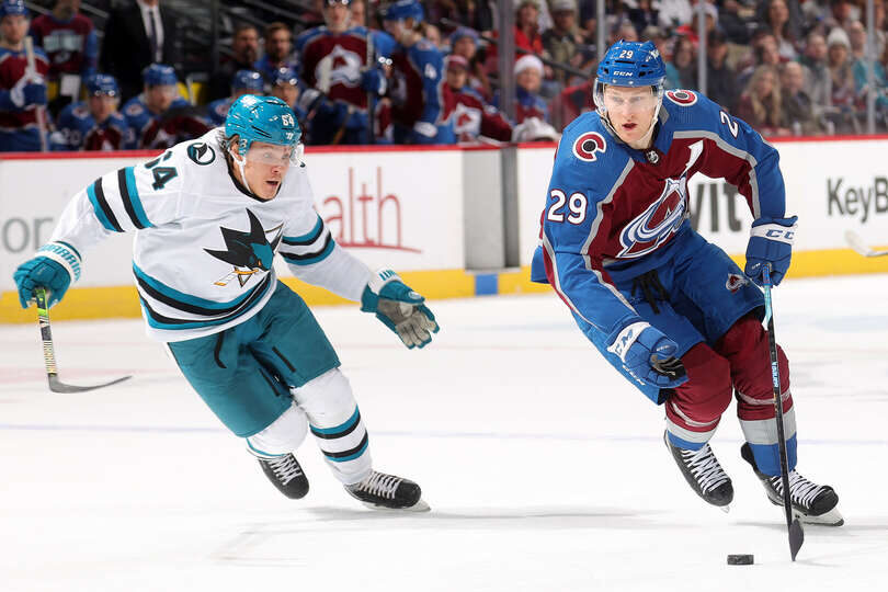 MacKinnon sets records in victory over Sharks - The Rink